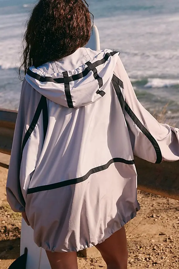 Free People Like The Wind Colorblock Jacket In Goal Post Combo
